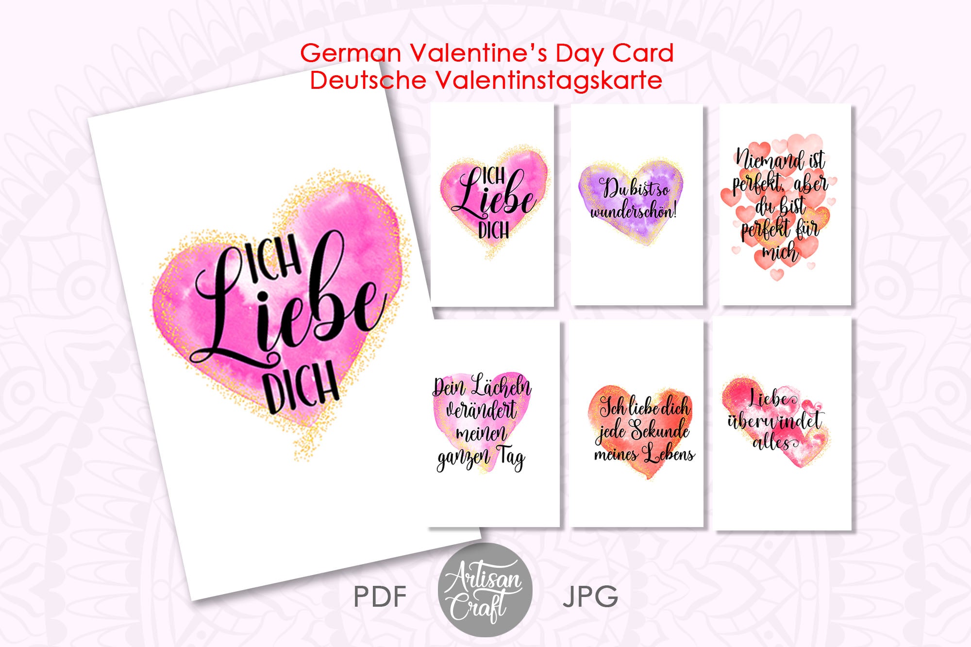 German Valentines Day Cards, Valentinstagskarten, PDF – Artisan Craft SVG