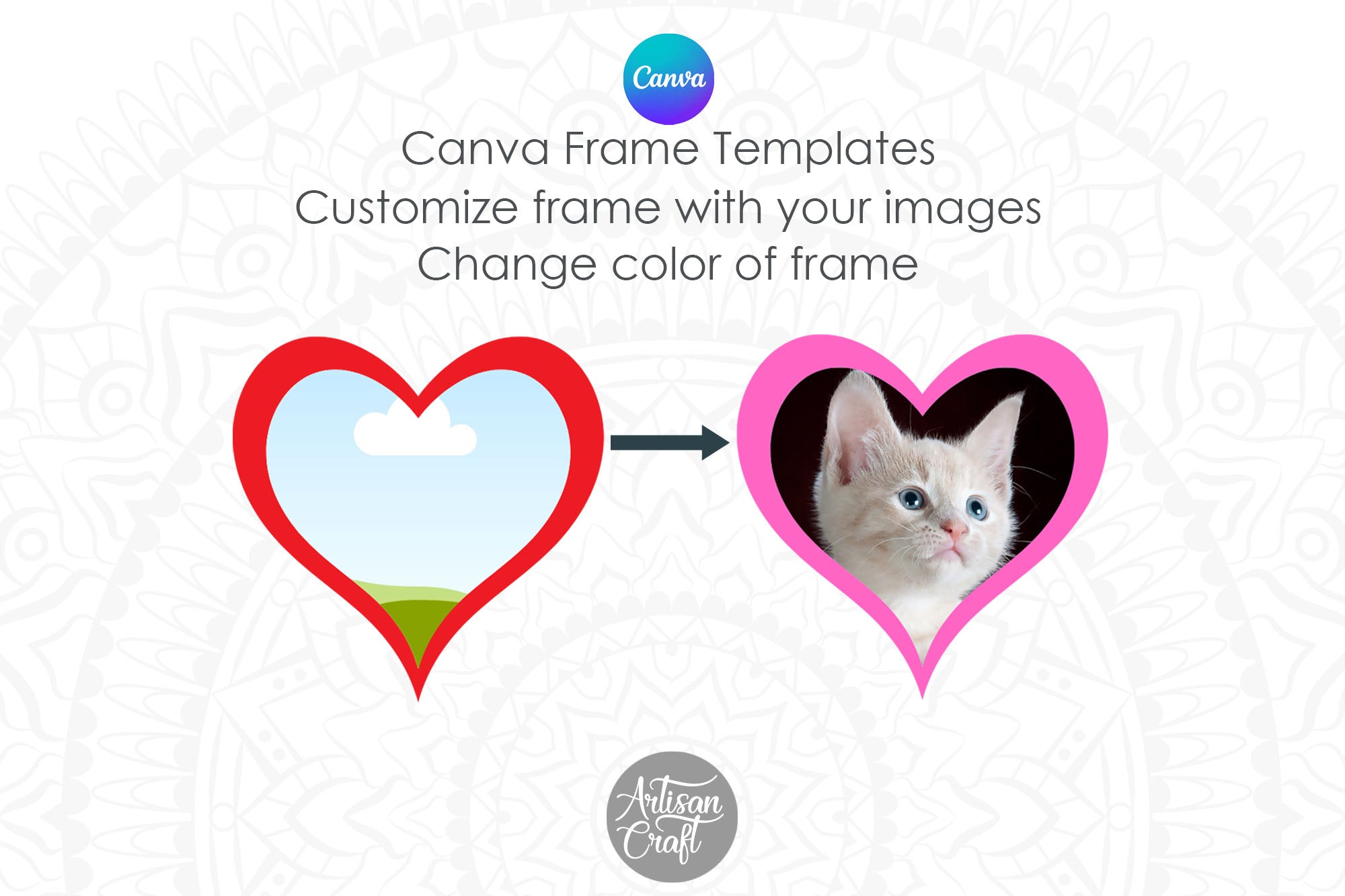 Canva Frame Template | heart Canva frame – Artisan Craft SVG