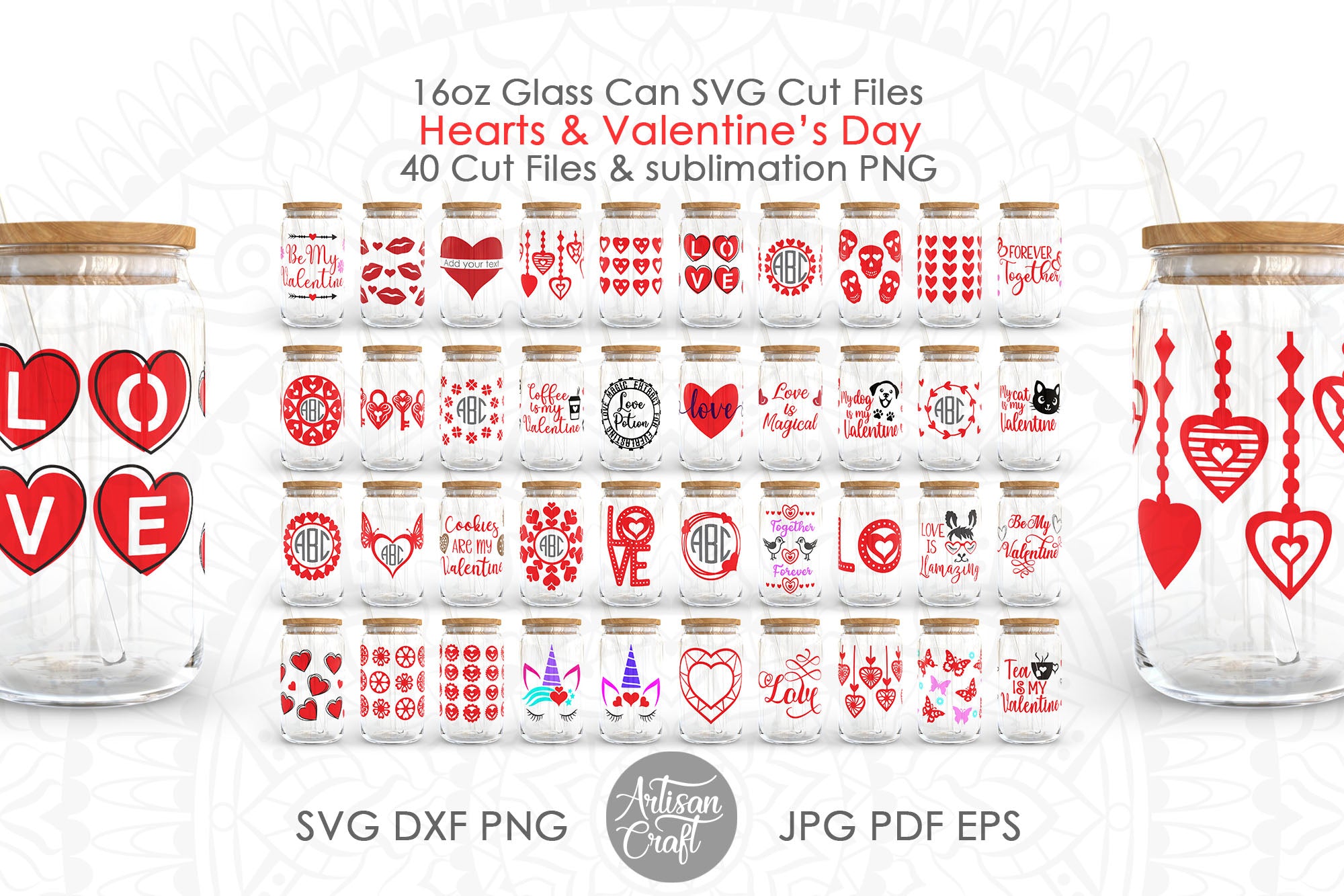 Valentines Can Glass Wrap SVG bundle – Artisan Craft SVG