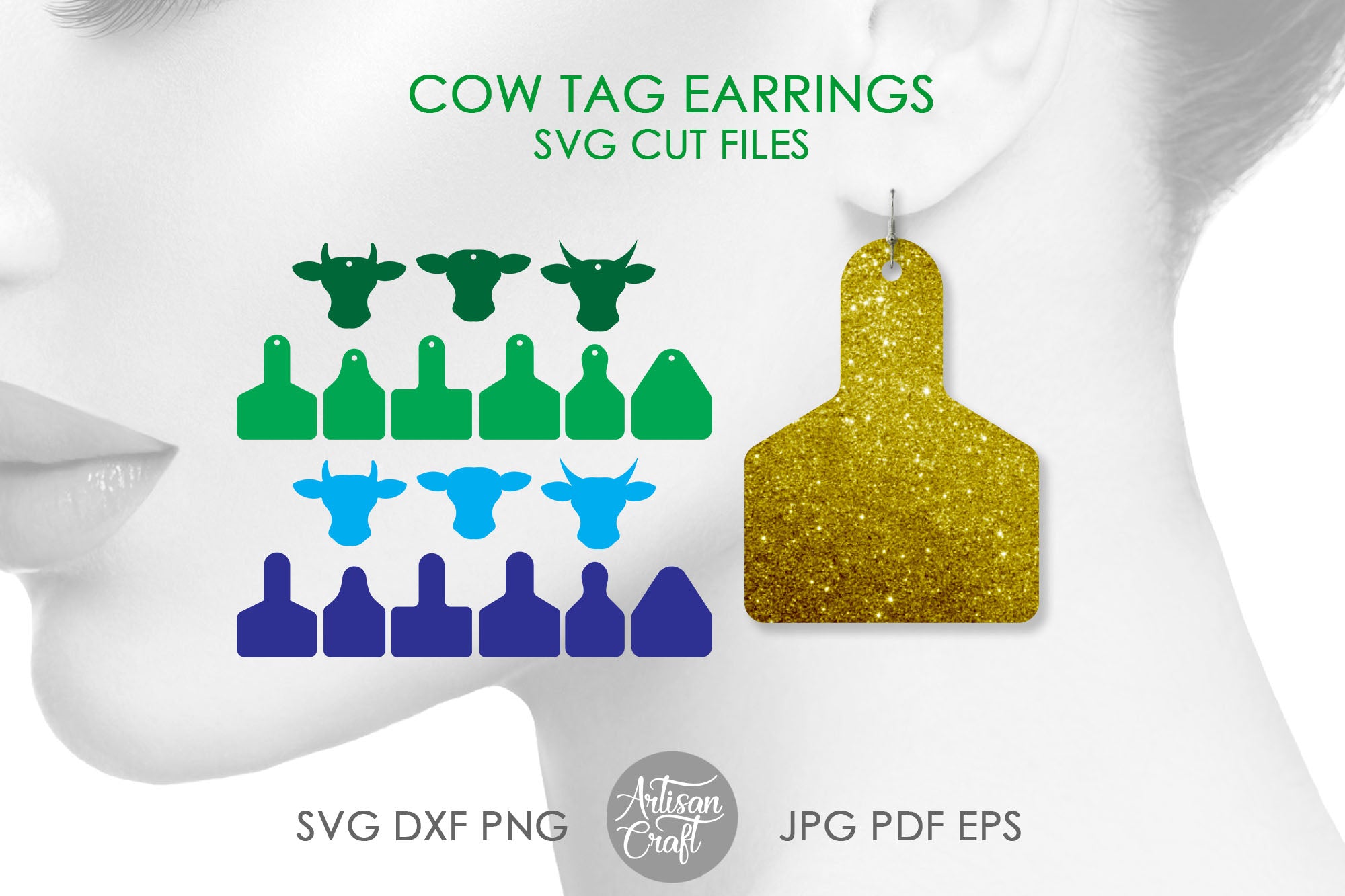 Cow tag earrings SVG – Artisan Craft SVG